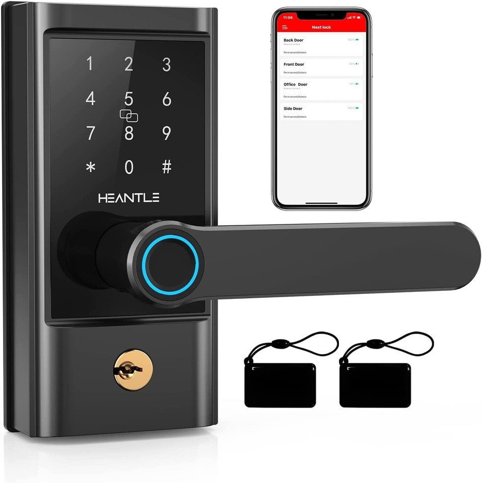 HEANTLE Fingerprint WiFi Smart Door Lock Keyless Entry Digital Keypad ...