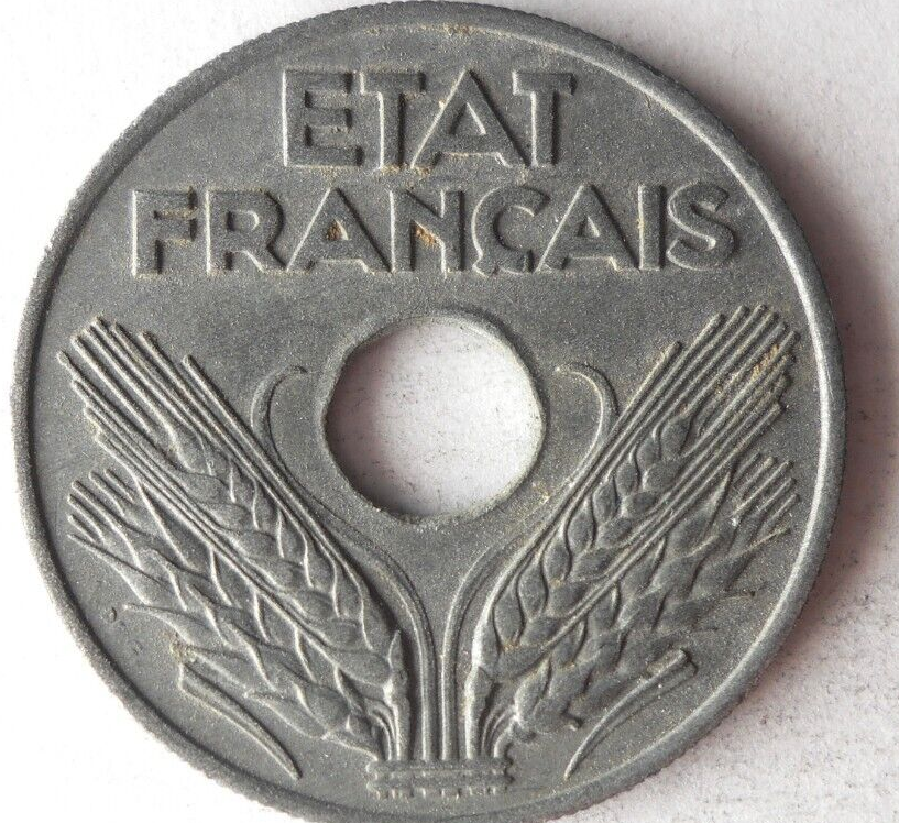1943 VICHY FRANCE 20 CENTIMES - Excellent Coin - FREE SHIP - Bin #322 ...