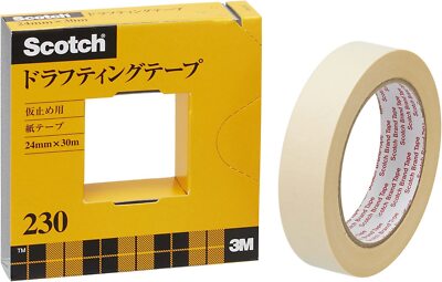 3M Scotch Masking Tape Drafting Tape with Cutter Paper Boxed 24mm x 30m ...