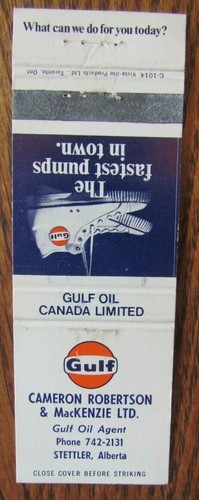GULF GAS STATION MATCHBOOK: CAMERON ROBERTSON & MacKENZIE (STETTLER ...