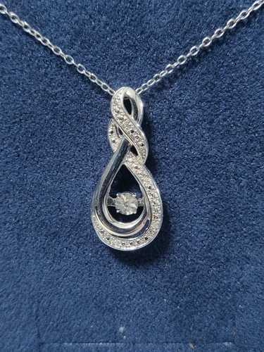 Diamonds In Motion Sterling Silver Floating Double Infinity Pendant ...