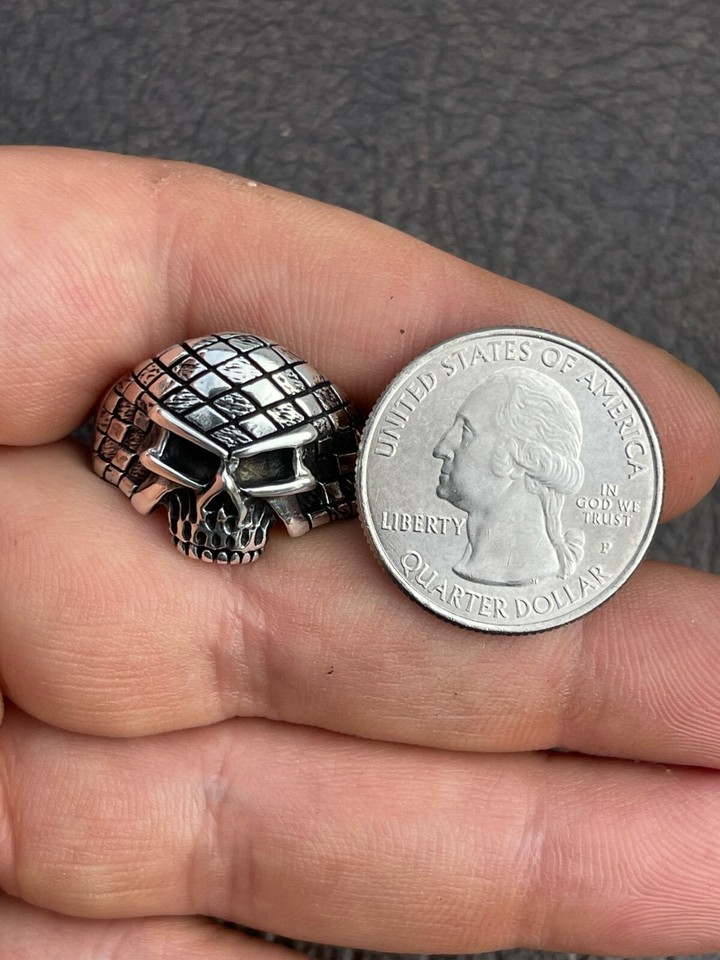 Real 925 Sterling Silver Ring Punisher Terminator Half Skull Size 7 8 9 ...