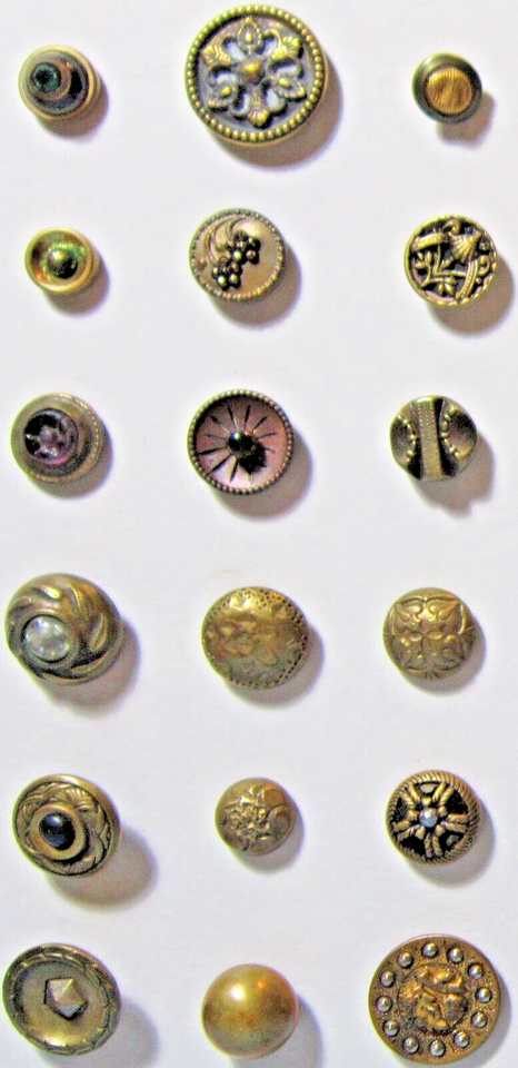 54 Vintage Antique Victorian BUTTON Lot Brass Metal Picture Steel Cut ...