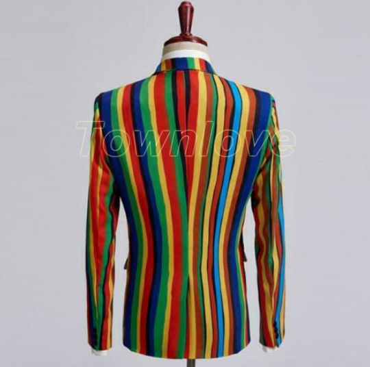 Men's 2 Piece Rainbow Color One Button Suit Fashion Formal Casual ...