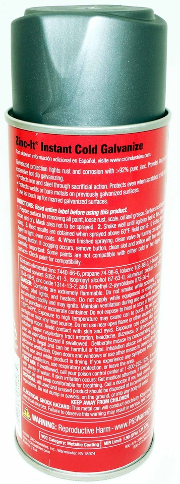 CRC Zinc-It Instant Cold Galvanize Rust Corrosion Protector 13 oz 05048 ...