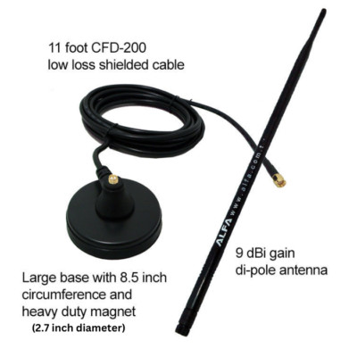 Alfa ARS-N19 9 dBi omni antenna +Heavy Duty Magnet Dock Base +11 ft CFD200 cable | eBay
