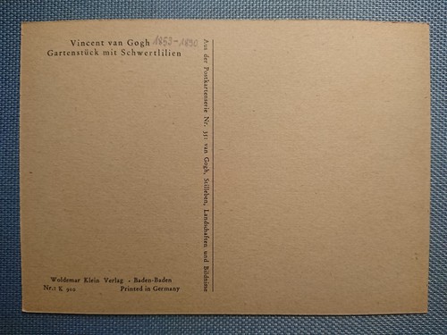 Old Postcard AK Vincent Van Gogh Garden Piece With Irises | eBay