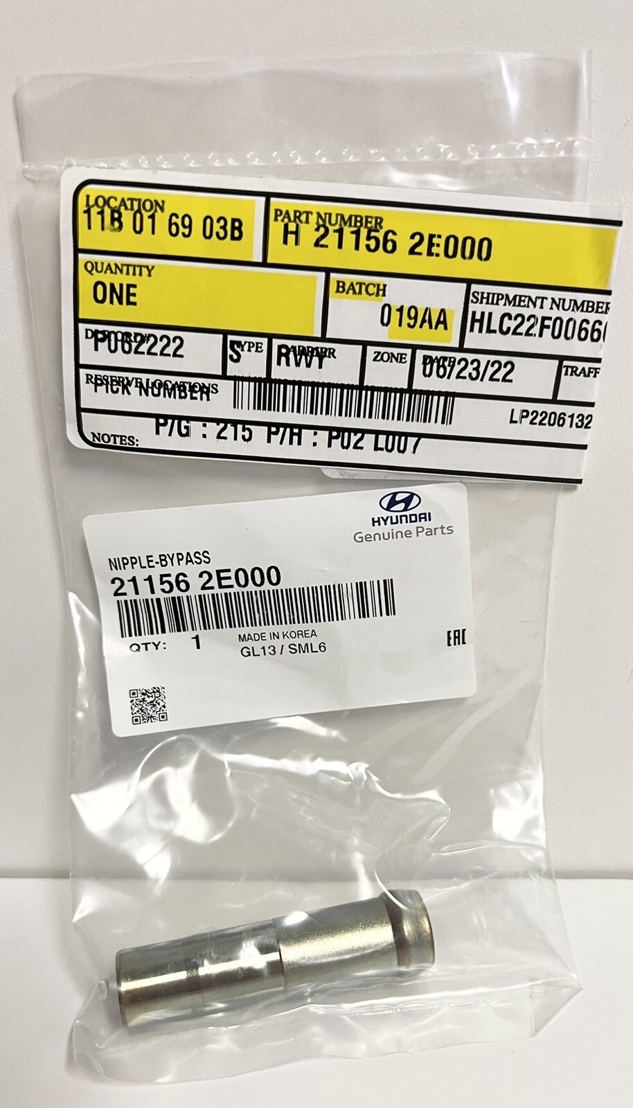 OEM Genuine Hyundai Nipple Bypass 21156-2E000 | eBay