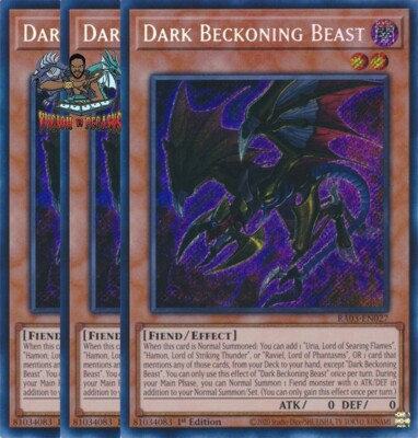 Yugioh! 3x Dark Beckoning Beast RA03-EN027 Secret Rare 1st Ed NM | eBay