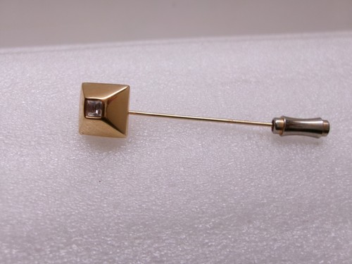 Vintage Monet Stick Pin Square Pyramid Clear Rhinestone Center Gold ...