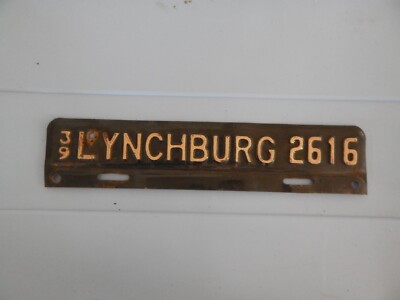 Antique 1939 Lynchburg Virginia License Plate Topper Authentic | eBay
