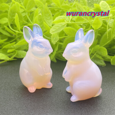 2"+ Pink Opalite Rabbit Carved Quartz Crystal point Skull Reiki Healing ...