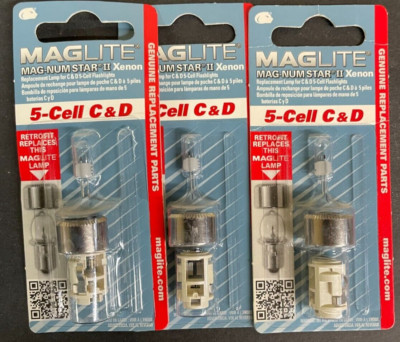 3 Pk Maglite LMXA501L Xenon Flashlight Replacement Bulb for Maglite 5 ...