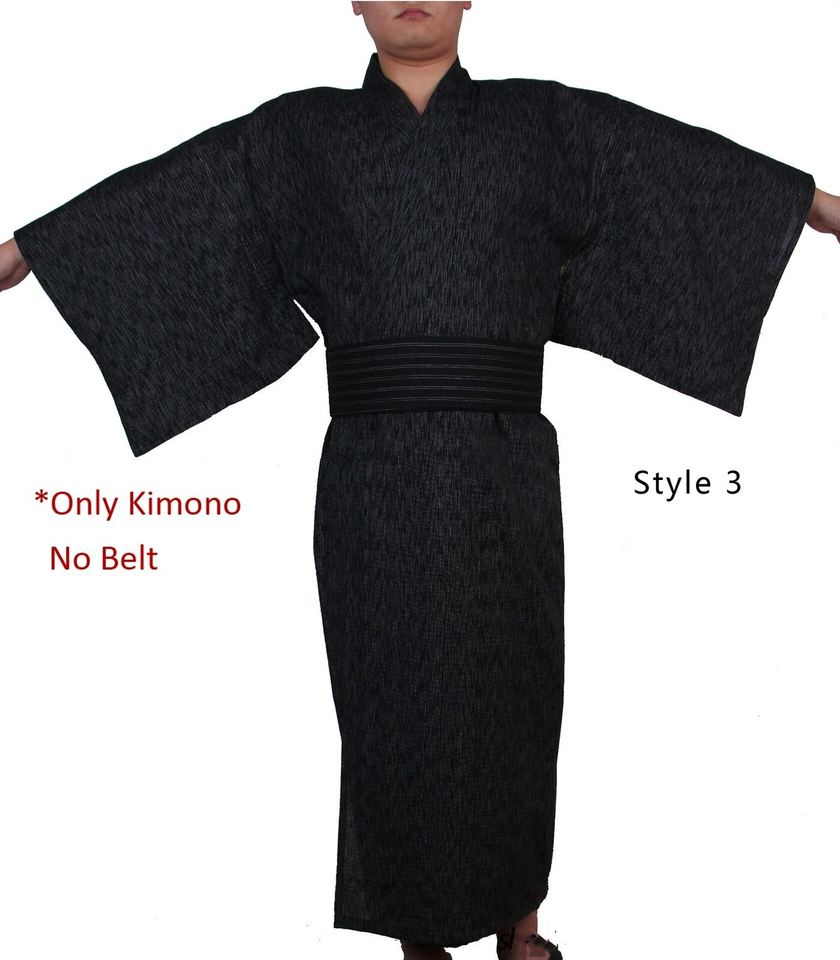 Japanese traditional samurai kimono men's yukata bathrobe robe cotton ...