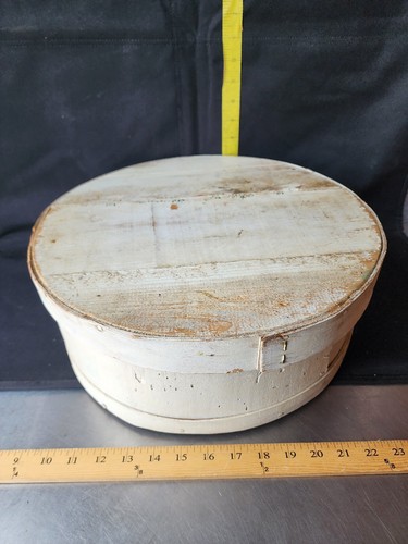 Antique Whitewashed Round Cheese Box Amish Made Primitive Decor Solid ...
