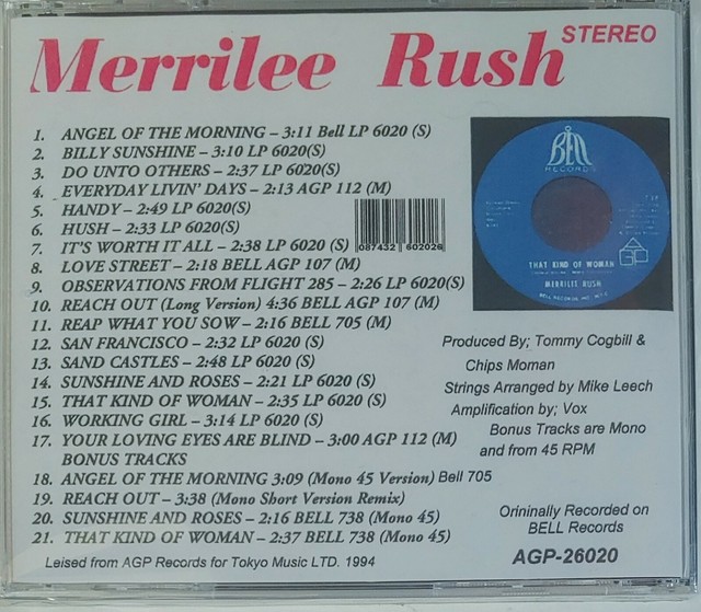 Angel of the Morning / Comp Bell Sides (21 Cuts) by Merrilee Rush (CD ...