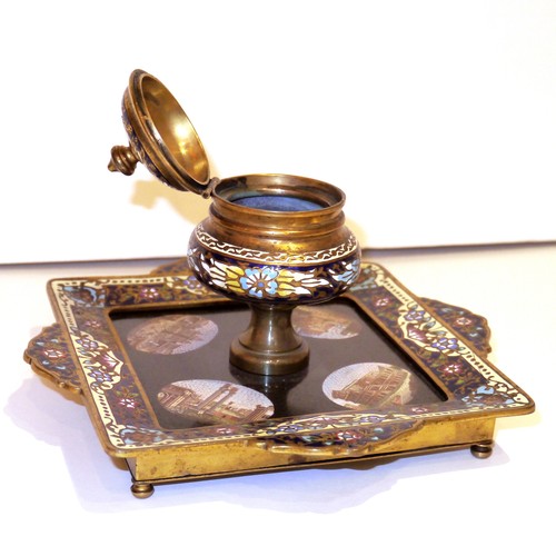 (0529) French Inkpot, 2nd half of 19th c., with Roman Micro Mosaics. | eBay