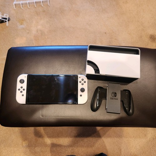Nintendo Switch White OLED Console With Base Accessories Sold As Is ...