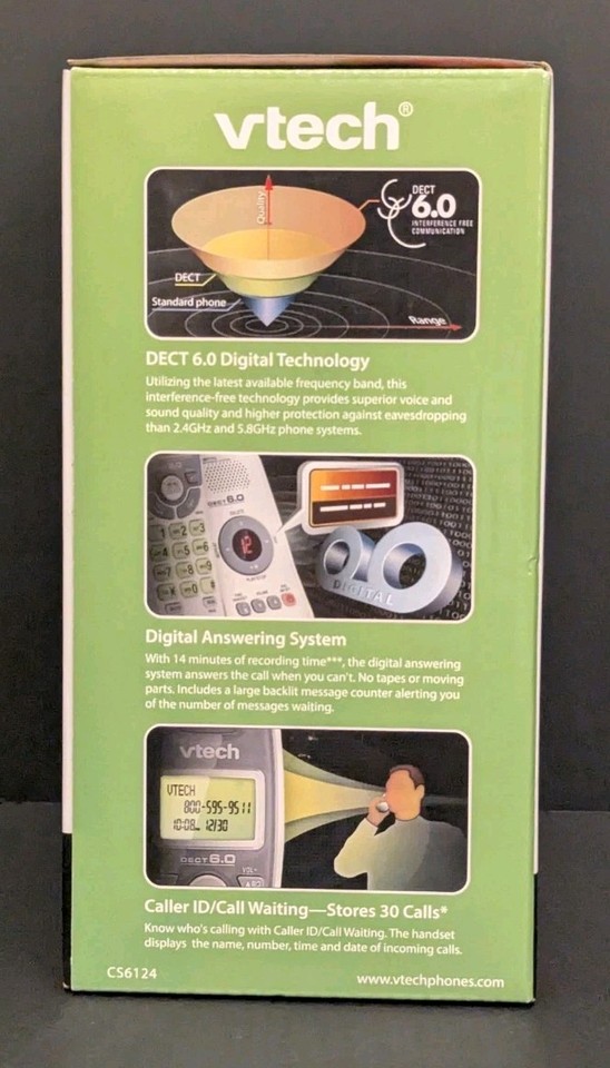 VTech CS6124 DECT 6.0 Cordless Phone Digital Answering System New In ...
