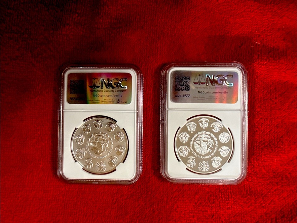 2024 Mexico 🇲🇽 1 Onza Reverse Proof & 1 Onza Proof Both NGC 70 Mexico ...