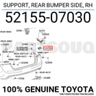 5215507030 Genuine Toyota SUPPORT, REAR BUMPER SIDE, RH 52155-07030 | eBay