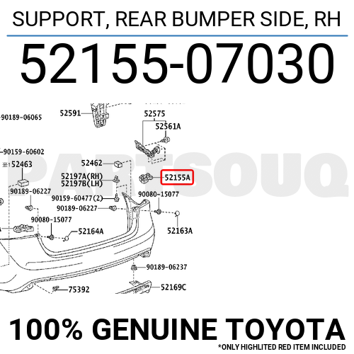 5215507030 Genuine Toyota SUPPORT, REAR BUMPER SIDE, RH 52155-07030 | eBay