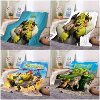 Shrek Monster Cartoon Flannel Blanket Soft Sofa Rug Bedspread Nap Kids ...