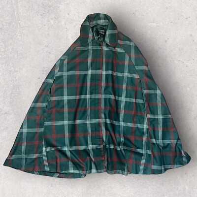 Modcloth x Collectif Plaid Cape Womens 16 Green Poncho Lined Collared ...