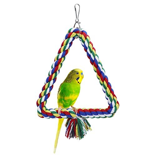 Bird Triangle Rope Swing Colorful Perch Chewing Toy for Parrots Budgie ...