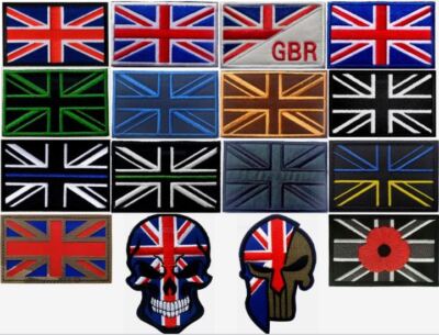 UK/British/GB Flags Official VELCRO® Patch Embroidered Backpack Badge ...