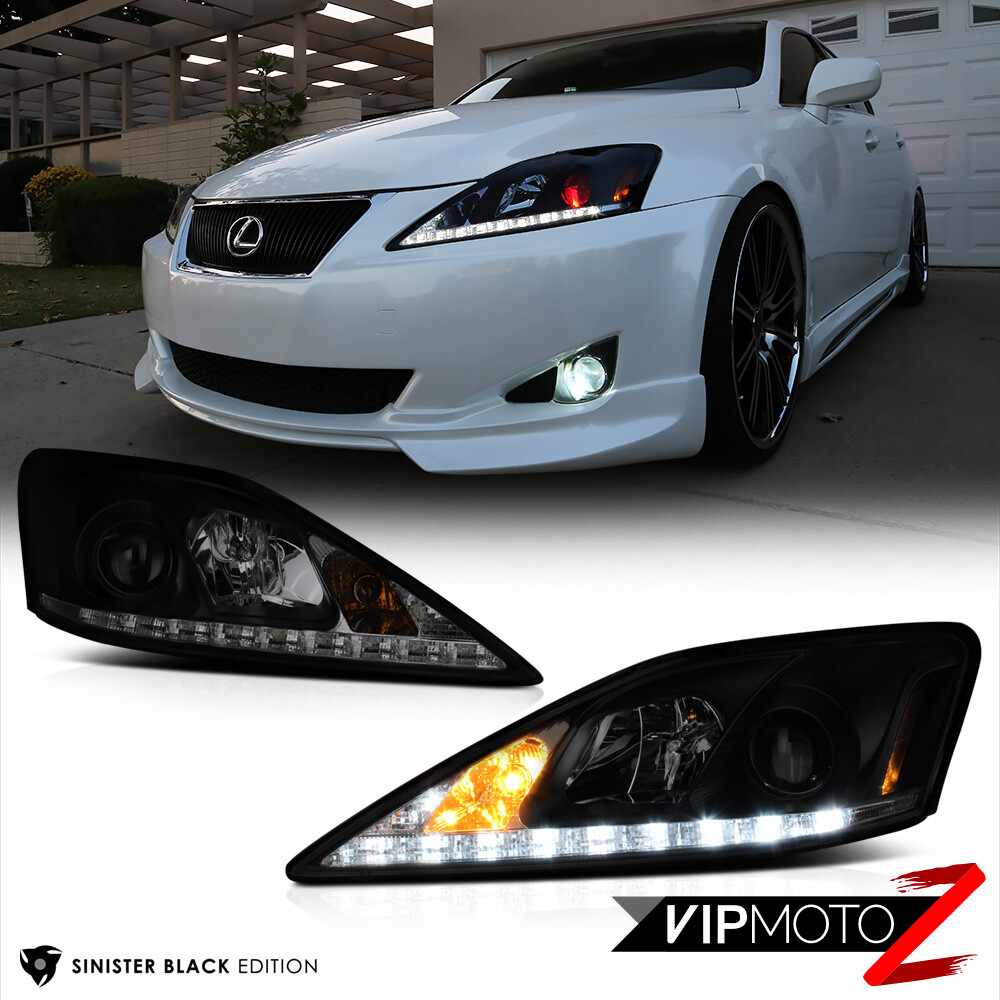 For 06-13 Lexus IS 250 350 "SINISTER BLACK" Smoked LED Headlight LEFT ...