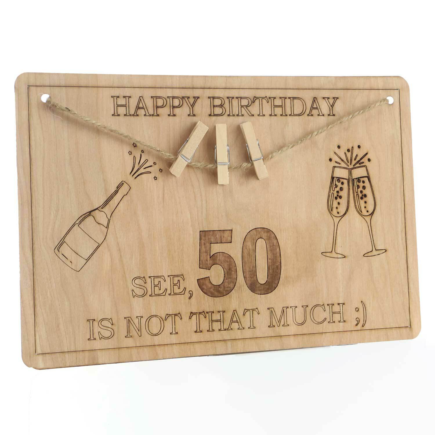 ENGRAVED WOODEN BIRTHDAY CARD 30, 40, 50 Years Old Money Not Included ...