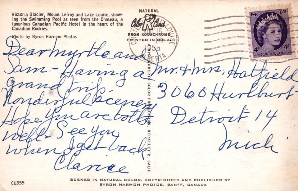 Victoria Glacier Mount Lefroy Canadian Rocky Mountains Chrome Vintage ...