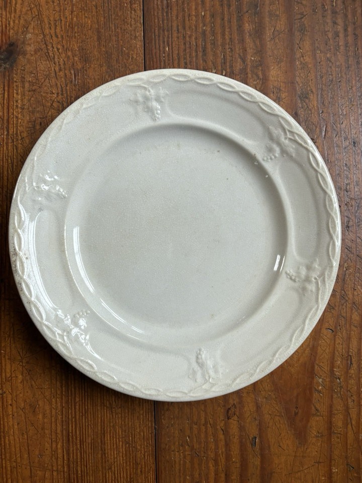 Antique White Ironstone 10” Plate E & C Challinor Eng. Stained & Crazed ...