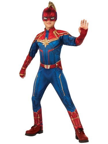 Captain Marvel Deluxe Avengers Superhero Book Week Child Girls Costume ...