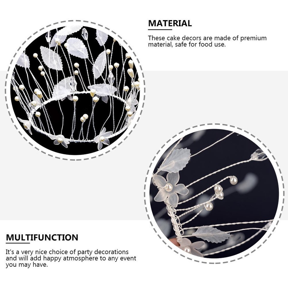 1Pc Shaped Cake Ornament Leaf Pearl Cake Topper Baking Supply White ...