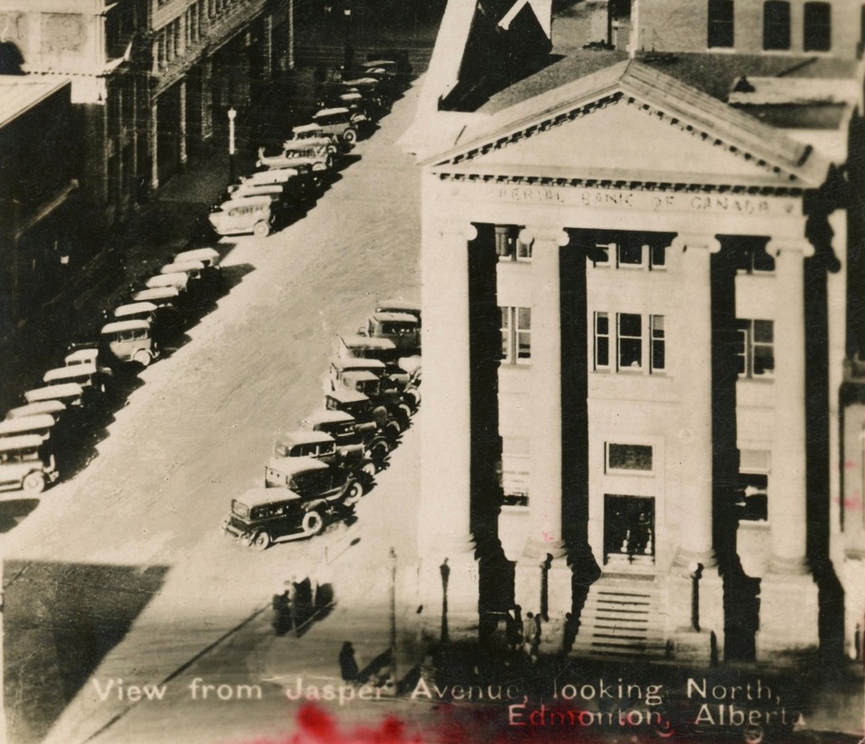 ef37 four Edmonton RPPCs / Jasper Avenue, High Level Bridge, Macdonald ...