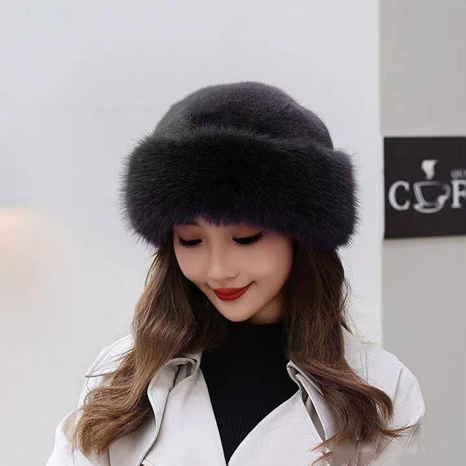 Womens Russian Fluffy Faux Fur Hat Ladies Winter Fisherman Ski Cap Warm ...
