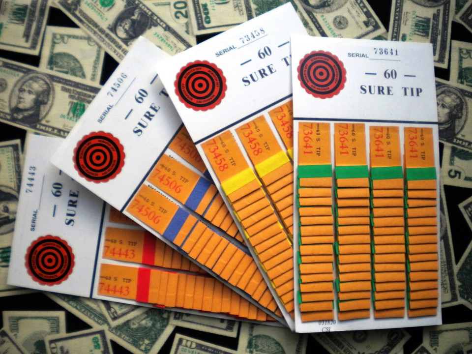 1 Dozen ~ 60 SURE TIP BOARDS {01 to 60} Fund-Raiser Raffle Pull Tab Jar ...