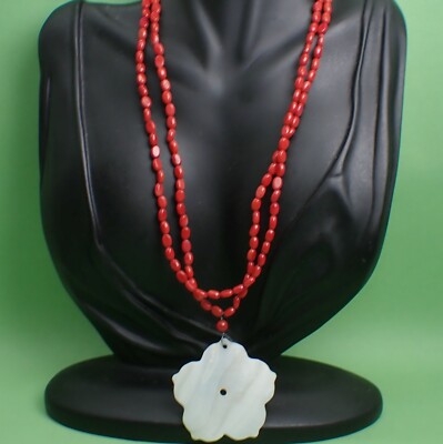 Claudia Agudelo EXEX MOP Flower Double Strand Red Coral Necklace 925 ...
