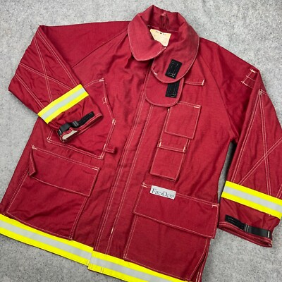 Fire Dex Firefighter Turnout Jacket Mens Large Red Fireman Coat 50x33 ...