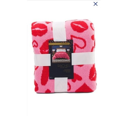 Hearts Lips Throw RACHEL ROY Pink Red Reversible Blanket 90 x 90 ...