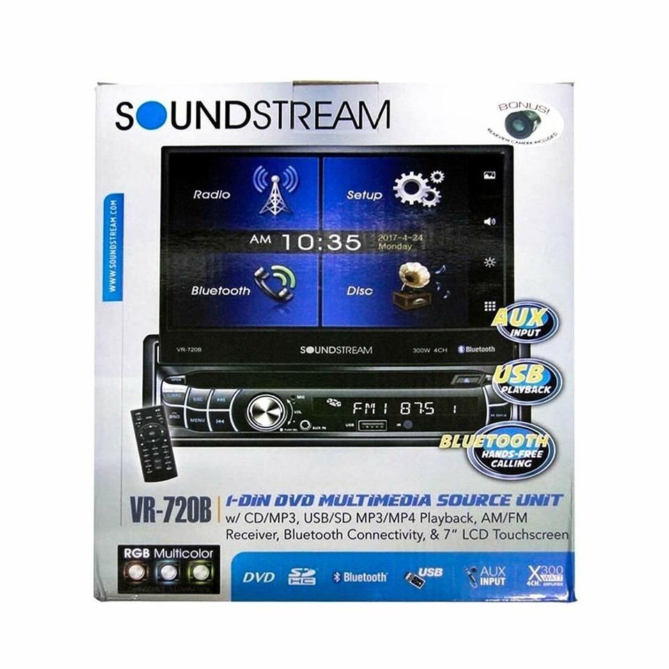 SOUNDSTREAM 1-DIN DVD CD USB PLAYER BLUETOOTH CAR STEREO 7" LCD MONITOR ...