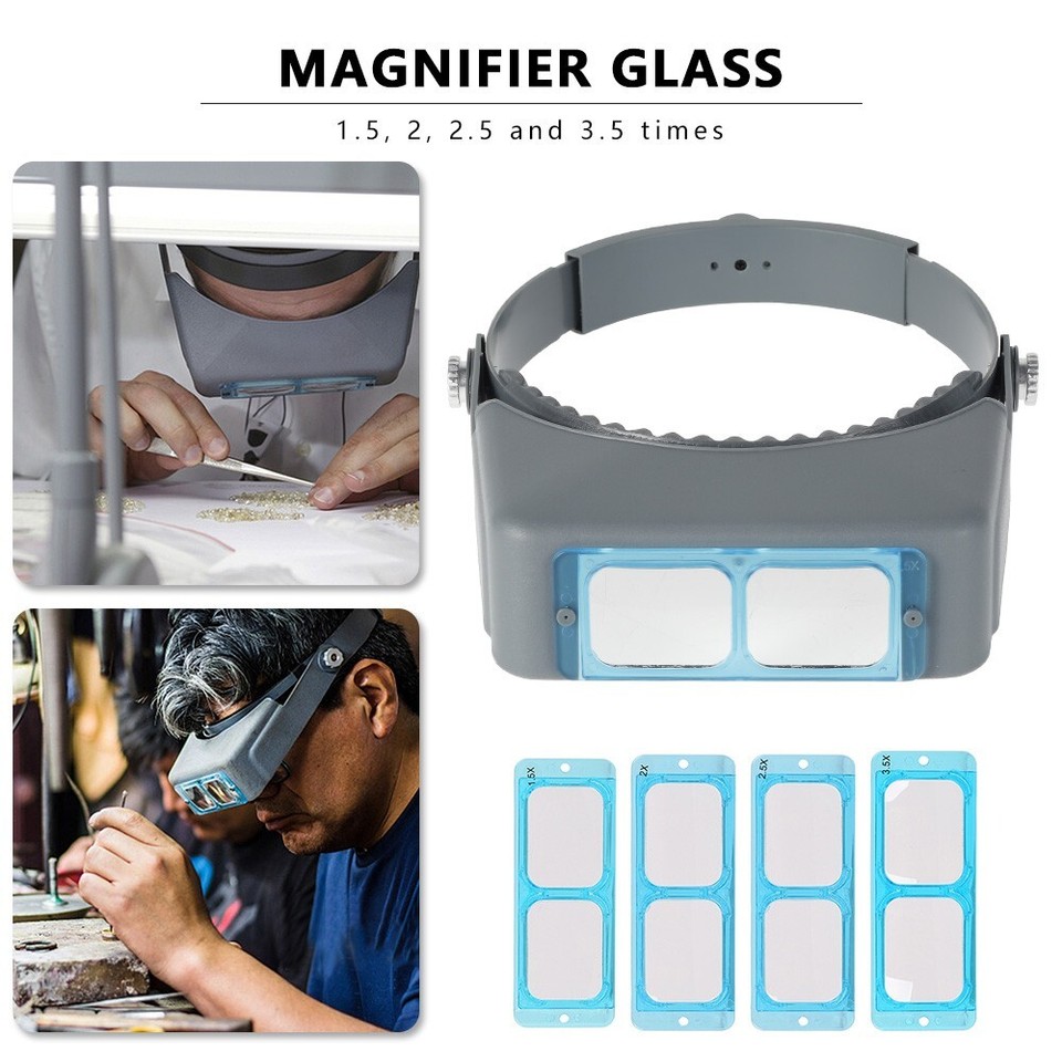 Headband Magnifier Headset Magnifying Visor with 4Glass Optical Lens ...
