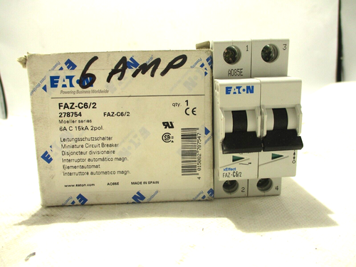 NEW EATON FAZ-C6/2 2 POLE 6 A/AMP CIRCUIT BREAKER | eBay