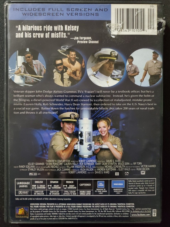 Down Periscope DVD w/ Insert Kelsey Grammer, Lauren Holly Rob Schneider ...