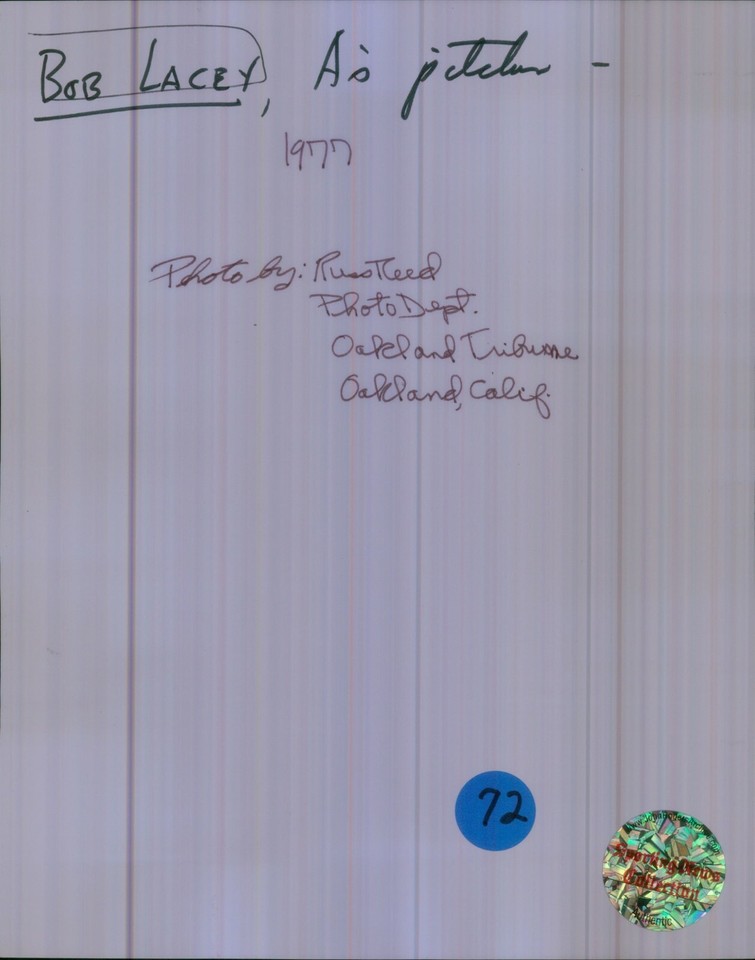 LG864 1977 Original Russ Reed Photo BOB LACEY Oakland Athletics ...