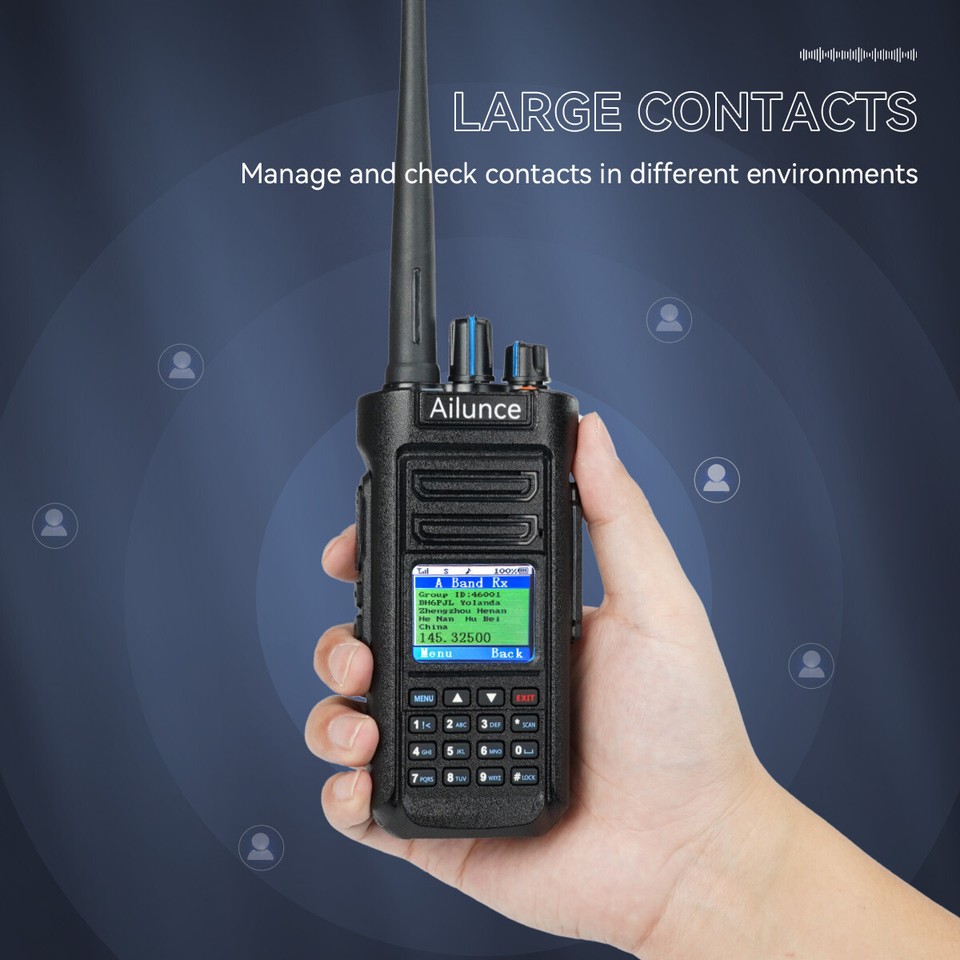 Ailunce HD2 IP67 Bluetooth Dual Band DMR HAM VFO Two Way Radio for ...