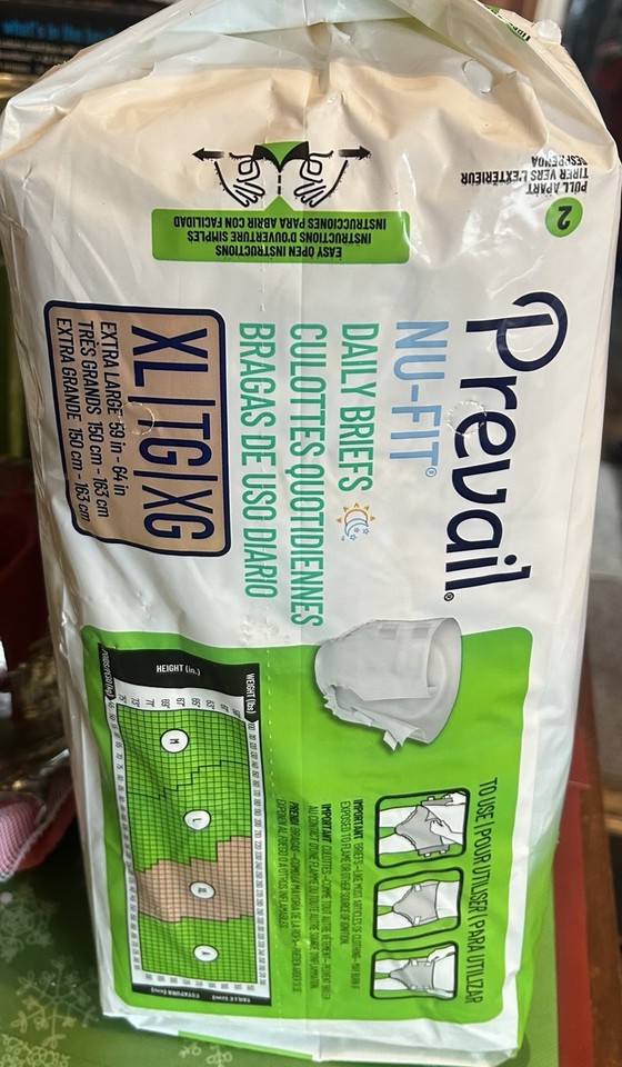 Prevail Nu-Fit Adult Briefs XL Extra Large (59"-64") Maximum Absorbency ...