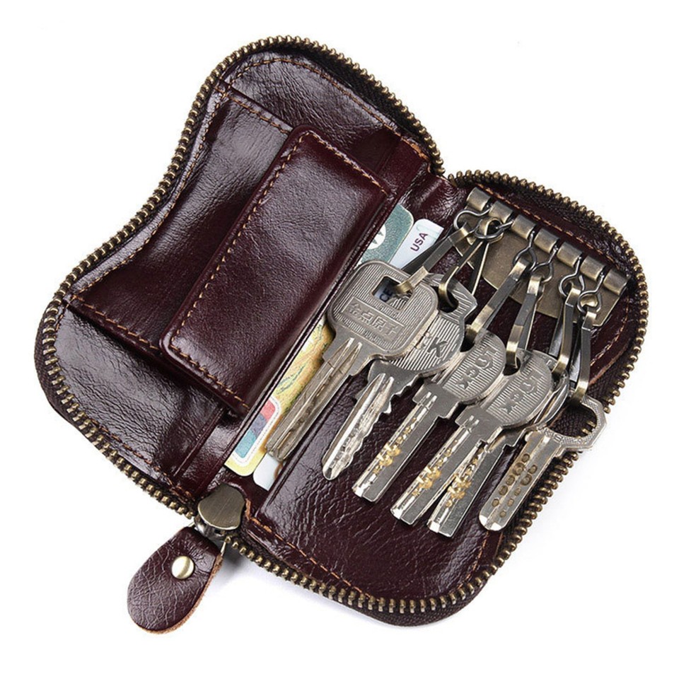Retro Genuine Leather Wallet Purse Bag Case Holder Key ring Pouch Bag ...